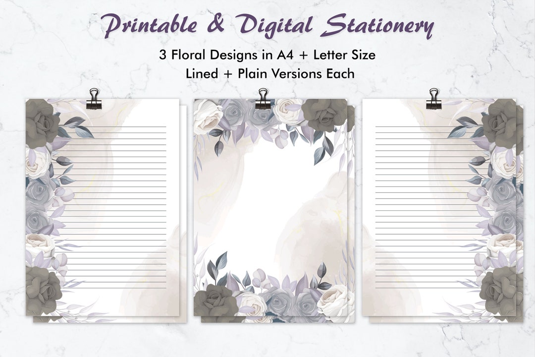 Printable Spring Florals Lined Journal Stationery Set for Kids ...
