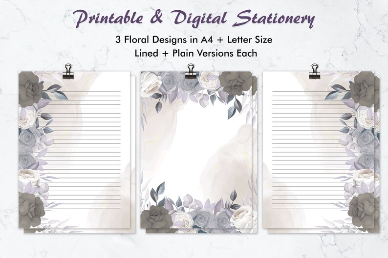 Printable Spring Florals Lined Journal Stationery Set for Kids ...