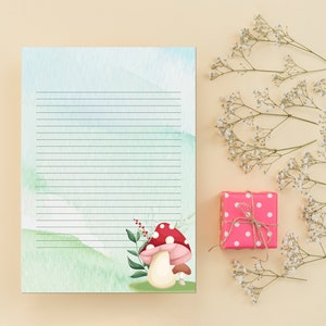 Mushroom Printable Writing Notepaper Stationery Set for Kids, Letter ...