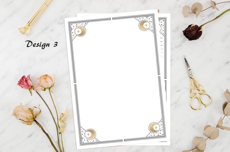 Moon and Stars Celestial Themed Lined Writing Paper Stationery Set ...