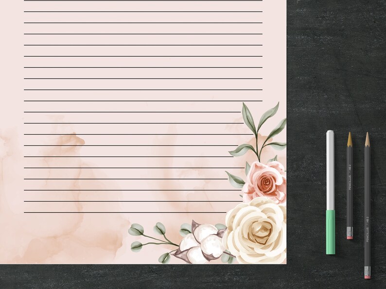 Spring Floral Letter Writing Printable Stationery Paper, Blooms Journal ...