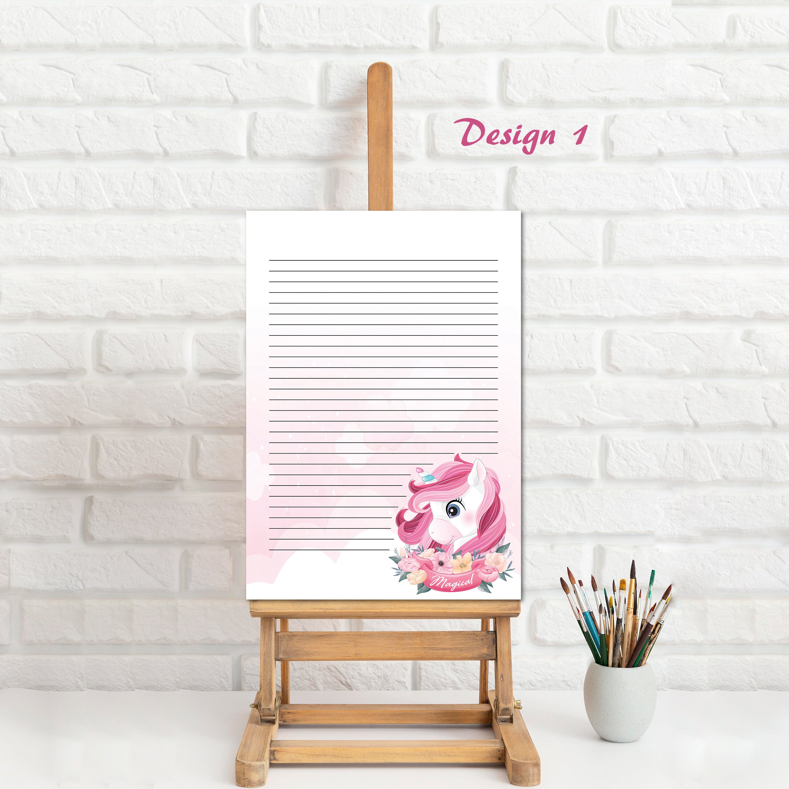 Printable Letter Writing Notepaper Stationery Set, Unicorn Magical ...