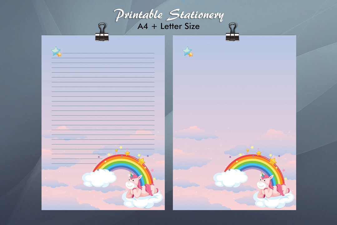 Printable Journal Writing Notepaper Stationery for Kids in Rainbow ...