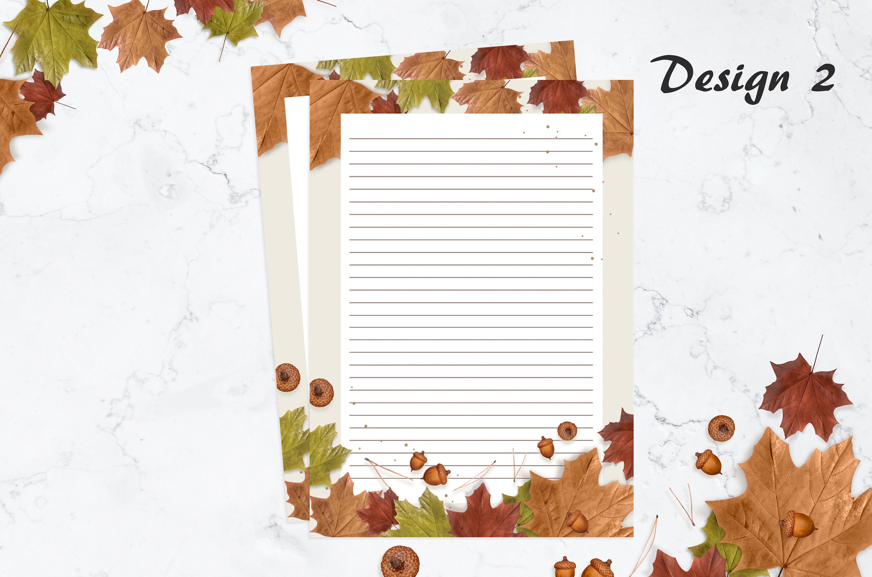 Autumn Leaf Corners Printable Stationery Fall Leaves Letter Paper A4 ...