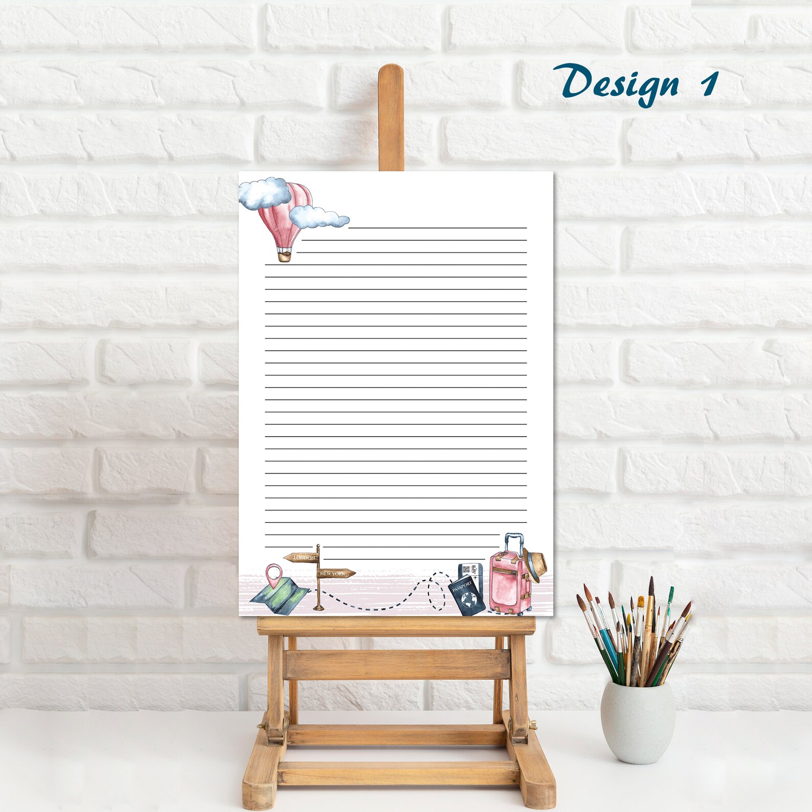 Travel Writing Paper Stationary Set, Holiday Digital Good Notes, Lined ...