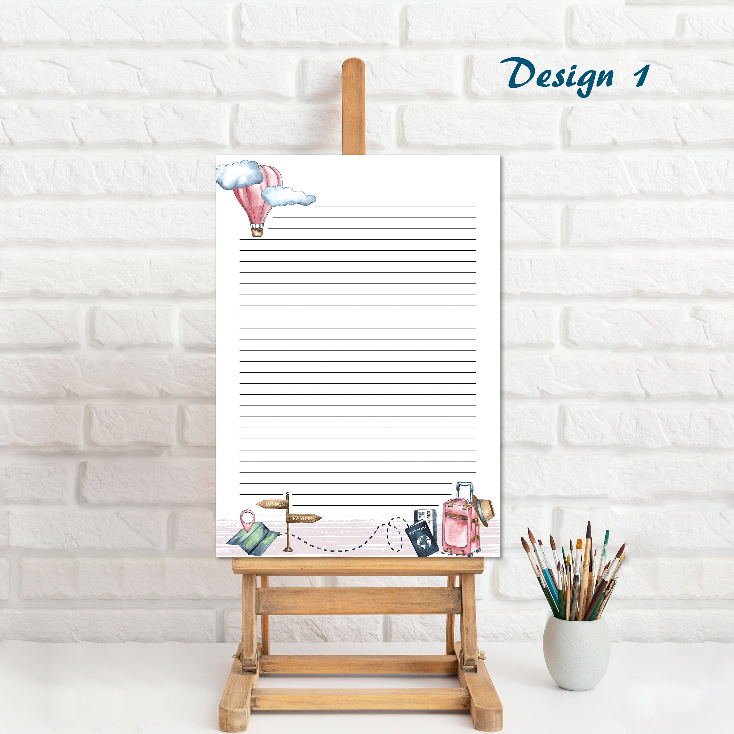 Travel Writing Paper Stationary Set, Holiday Digital Good Notes, Lined ...