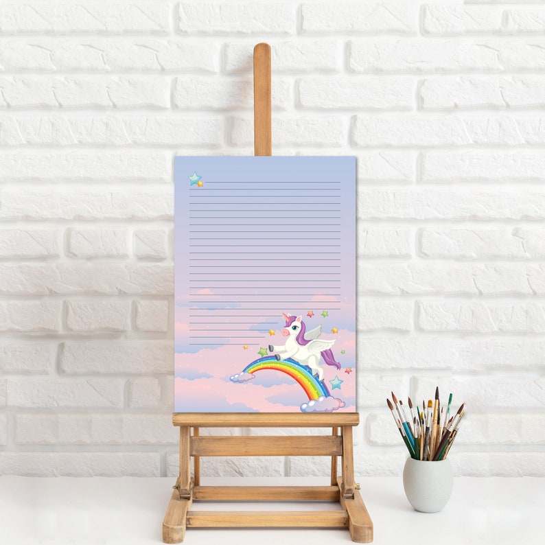 Printable Letter Writing Notepaper Stationery Set for Kids in Rainbow ...