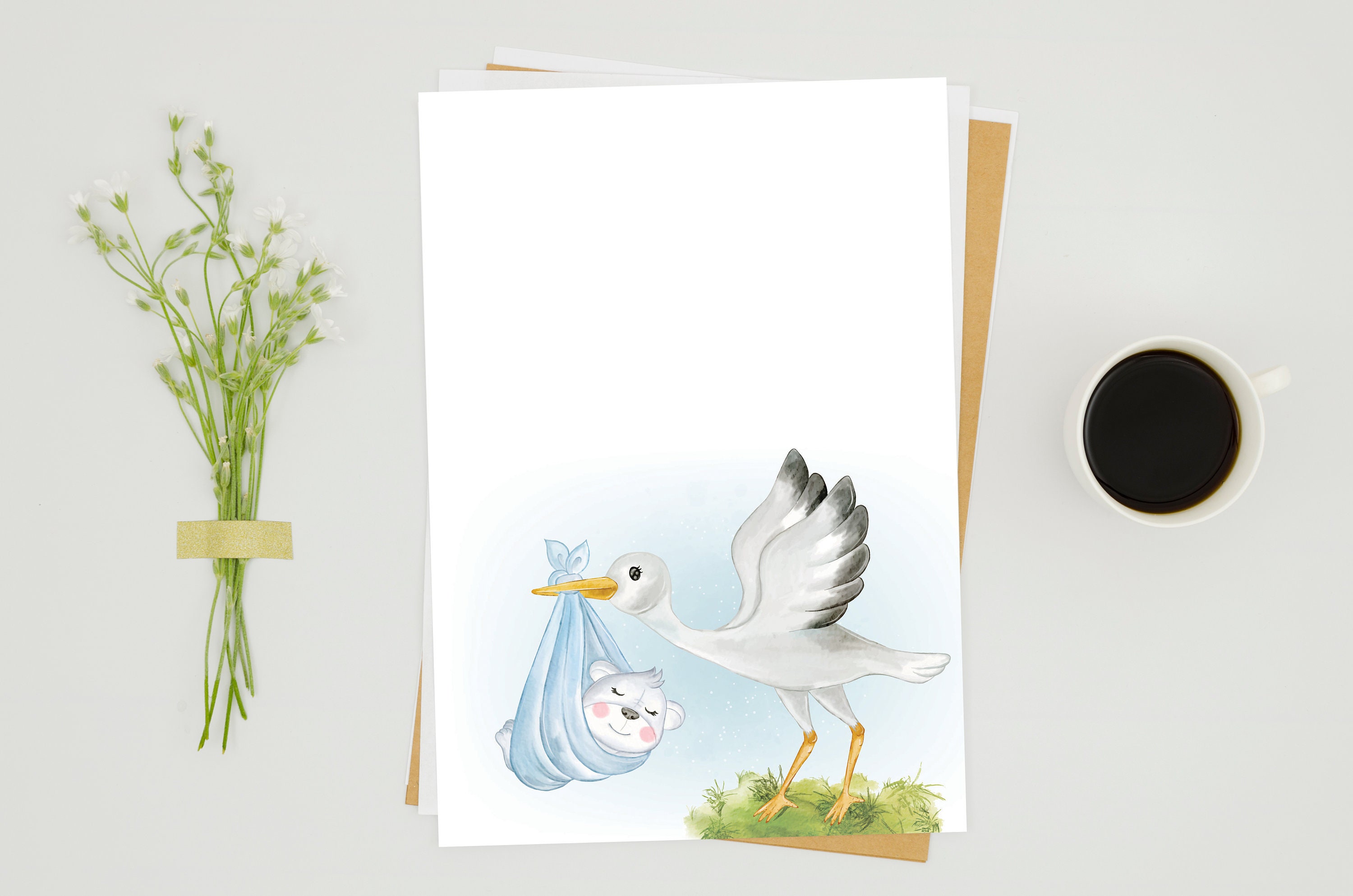 Cute Animals Hot Air Balloons Printable Letter Writing Stationery ...