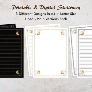 Moon and Stars Celestial Themed Lined Writing Paper Stationery Set ...