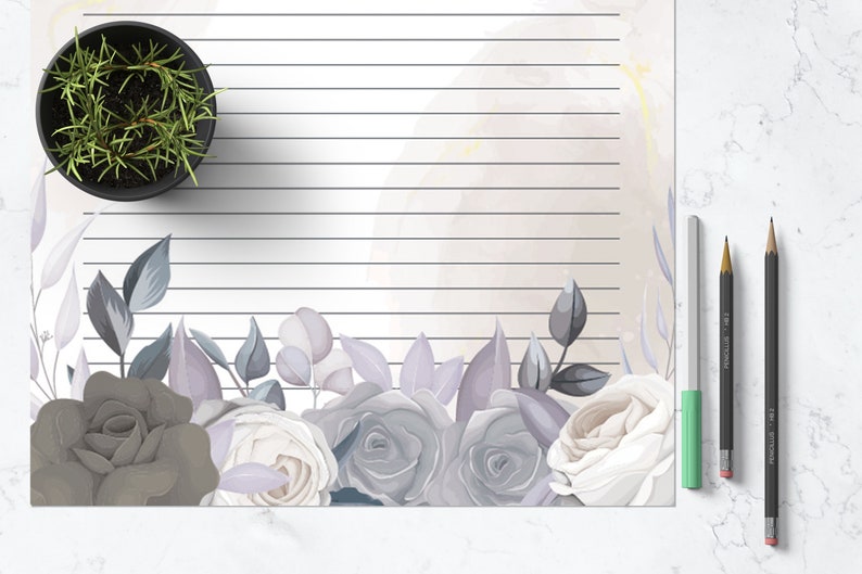 Printable Spring Florals Lined Journal Stationery Set for Kids ...