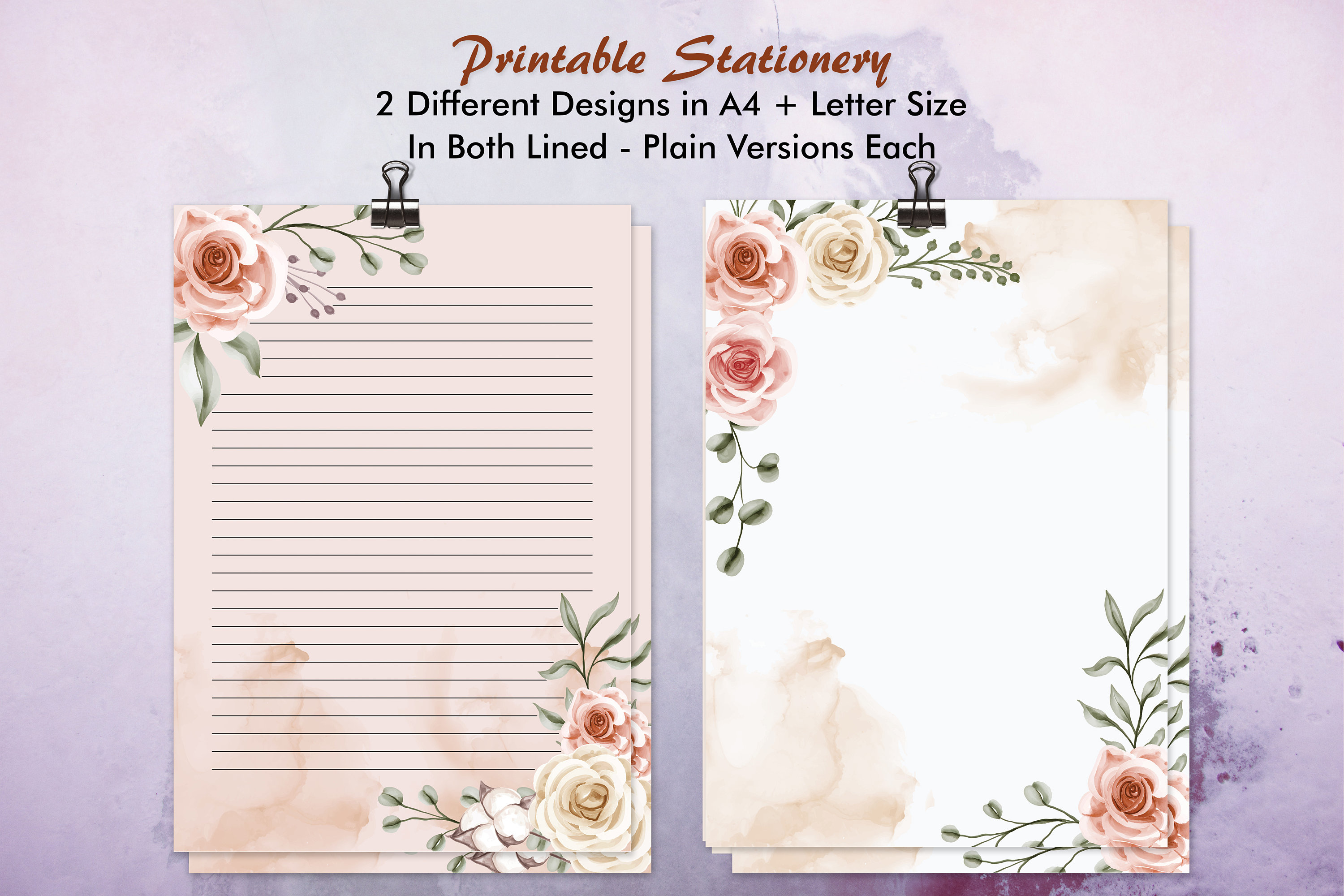 Spring Floral Letter Writing Printable Stationery Paper, Blooms Journal ...
