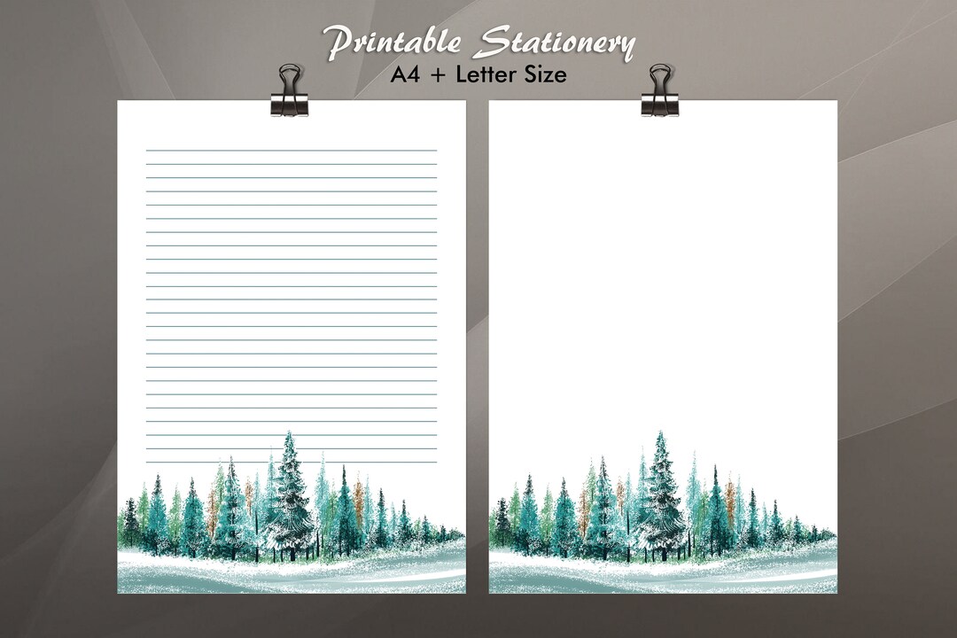 Forest Printable Writing Notepaper Stationery, Digital Letter Paper ...