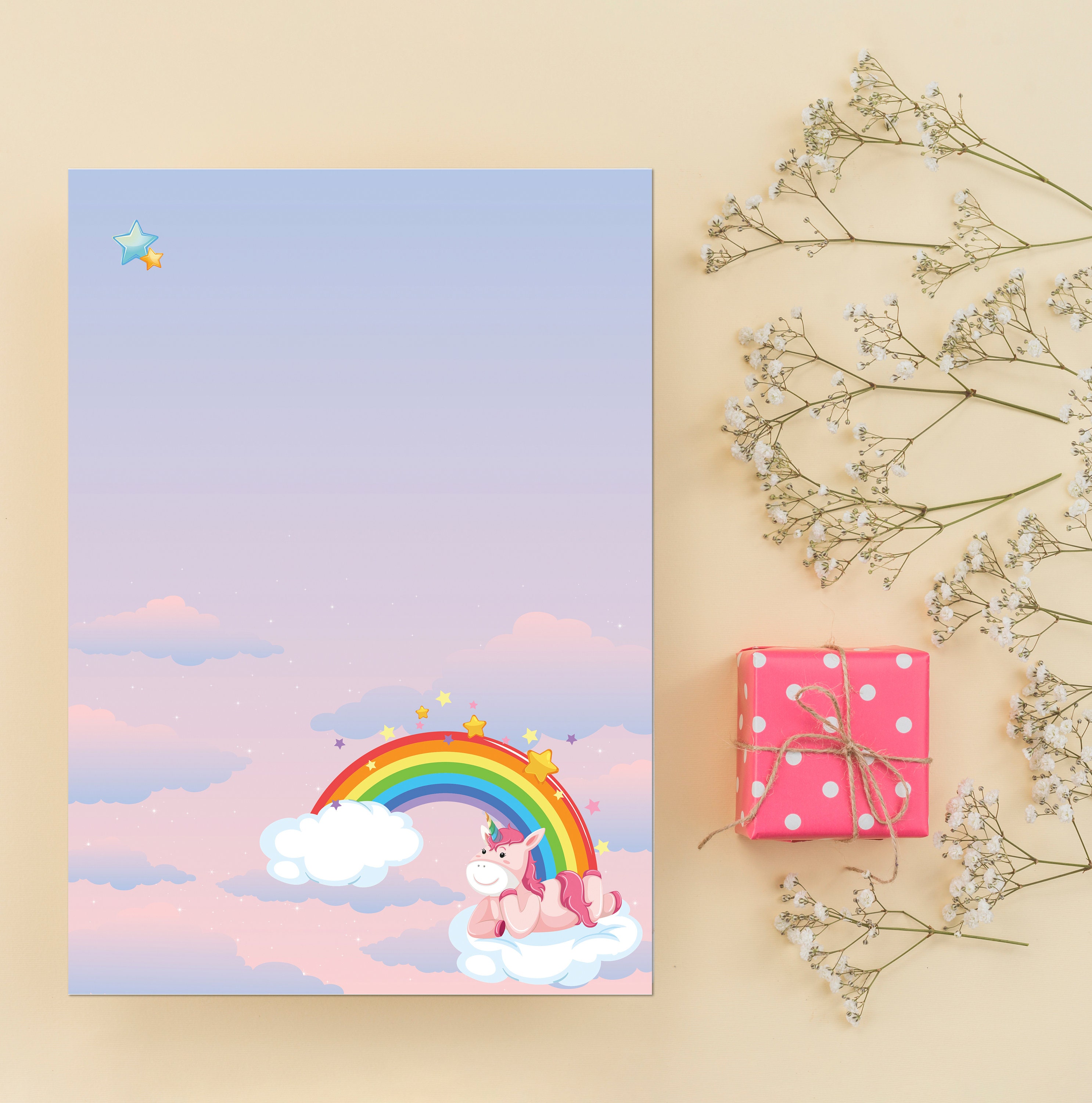 Printable Journal Writing Notepaper Stationery for Kids in Rainbow ...
