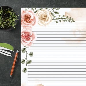 Spring Floral Letter Writing Printable Stationery Paper, Blooms Journal ...