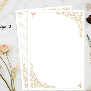 Printable Letter Writing Stationery Set, Minimalist Colored Border Art ...