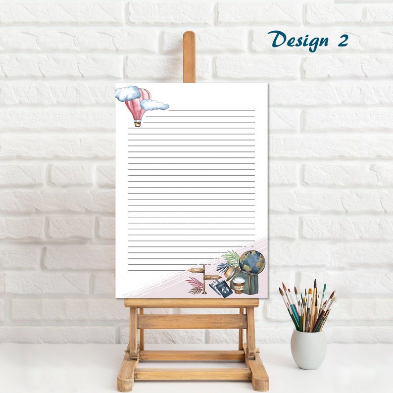 Travel Writing Paper Stationary Set, Holiday Digital Good Notes, Lined ...