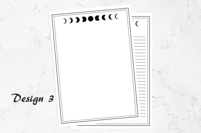 Celestial Moon Phases Illustration Lined Writing Paper Stationery Set ...