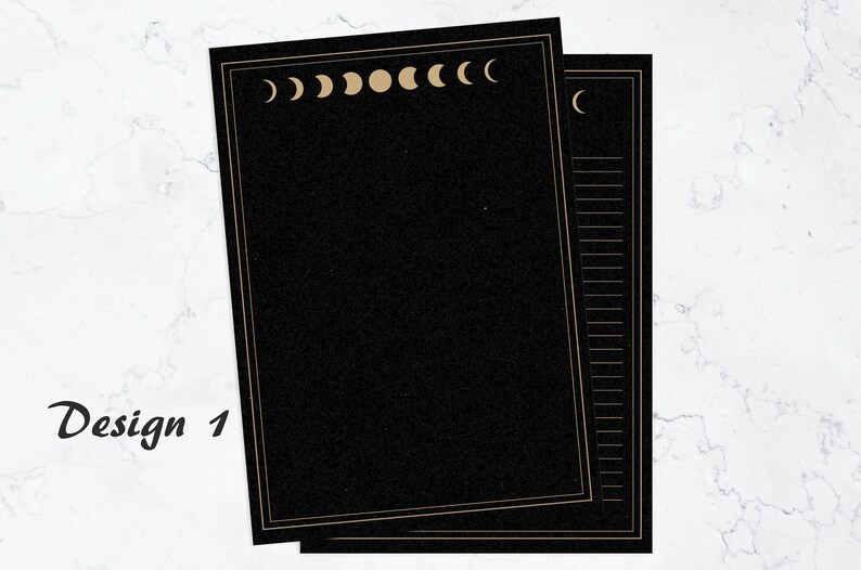 Celestial Moon Phases Illustration Lined Writing Paper Stationery Set ...