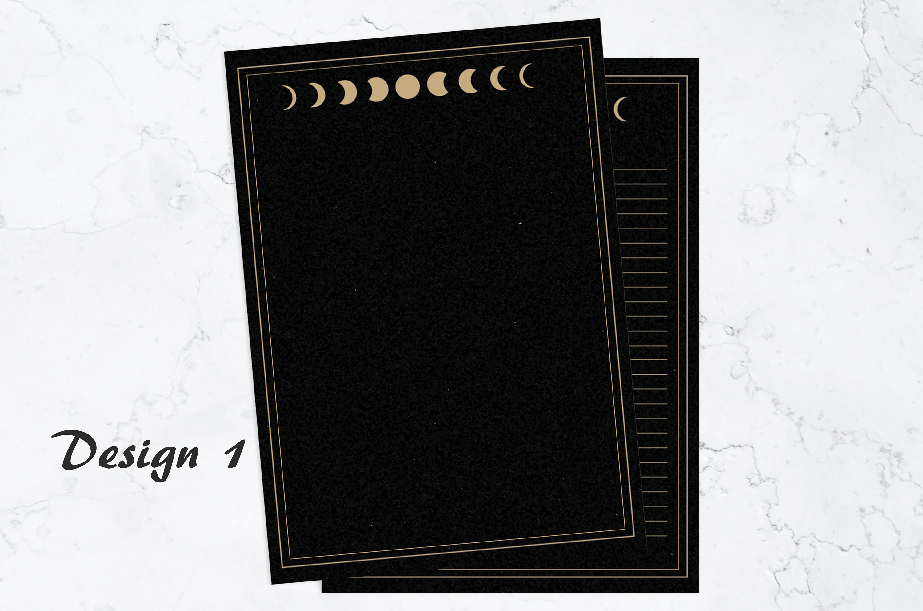 Celestial Moon Phases Illustration Lined Writing Paper Stationery Set ...