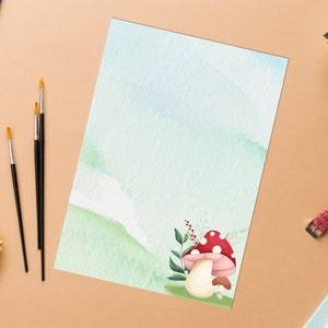 Mushroom Printable Writing Notepaper Stationery Set for Kids, Letter ...