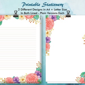 Floral Blooms Letter Writing Printable Stationery Paper, Spring Journal ...