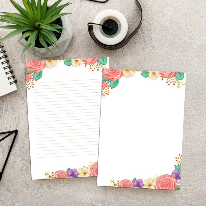 Floral Blooms Letter Writing Printable Stationery Paper - Etsy