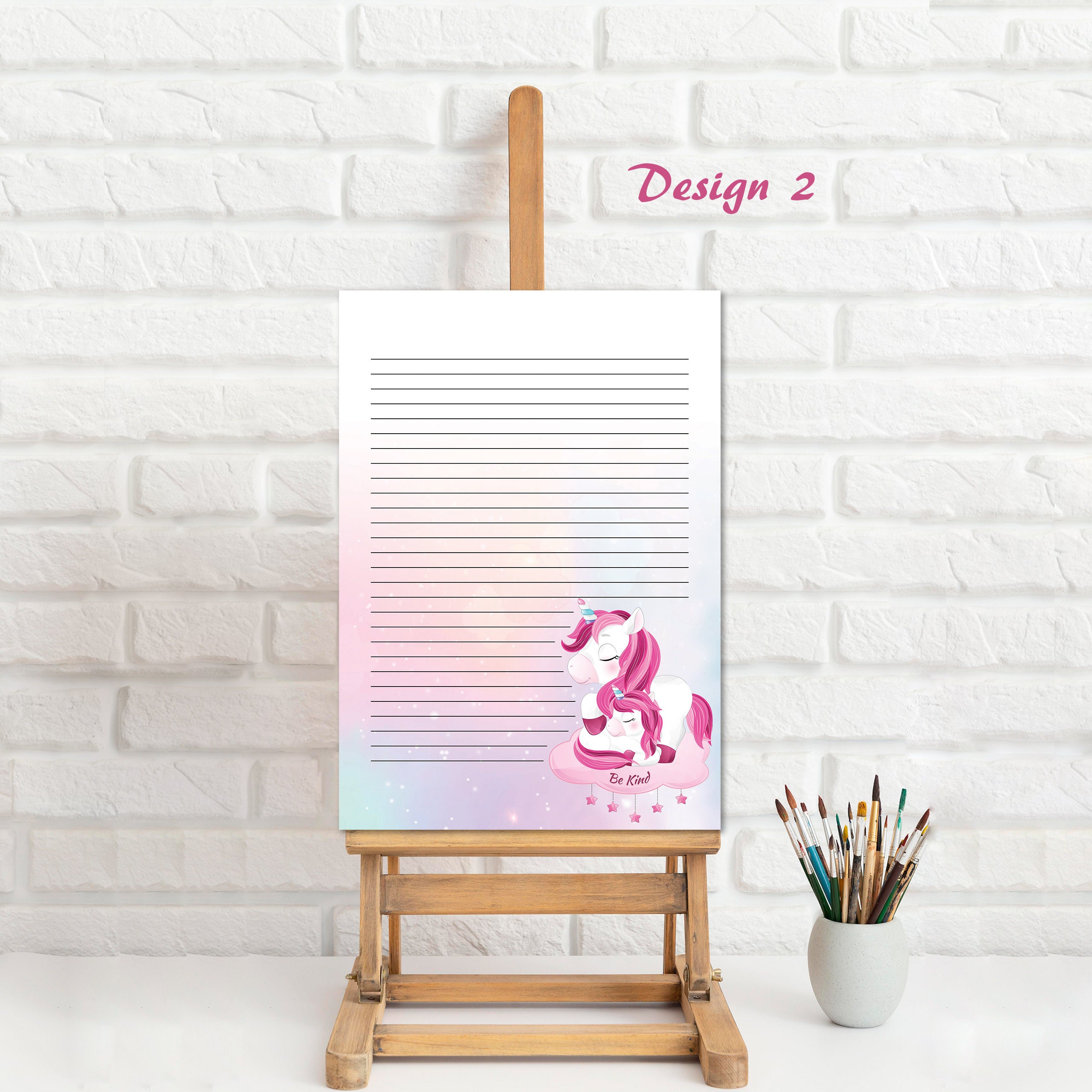 Unicorn Printable Stationery Lined Paper Cute Animal Printable Letter ...