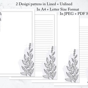 Printable Journal Paper Stationery Set, Minimalist Border Grey Line Art ...