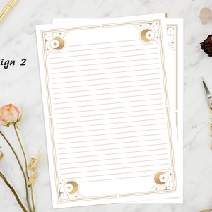 Moon and Stars Celestial Themed Lined Writing Paper Stationery Set ...