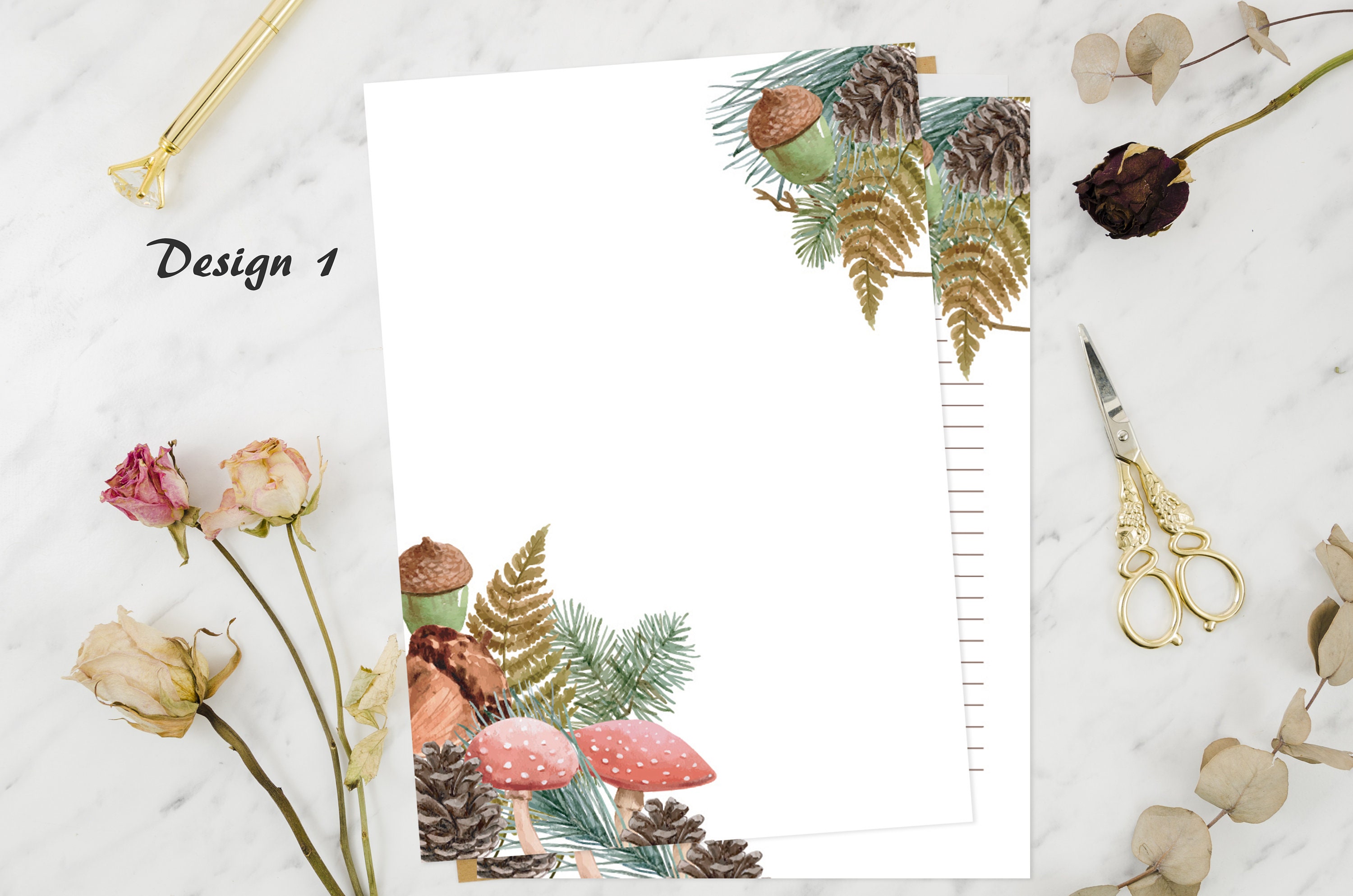 Squirrel Letter Writing Paper Stationery Set, Chestnuts and Floral ...