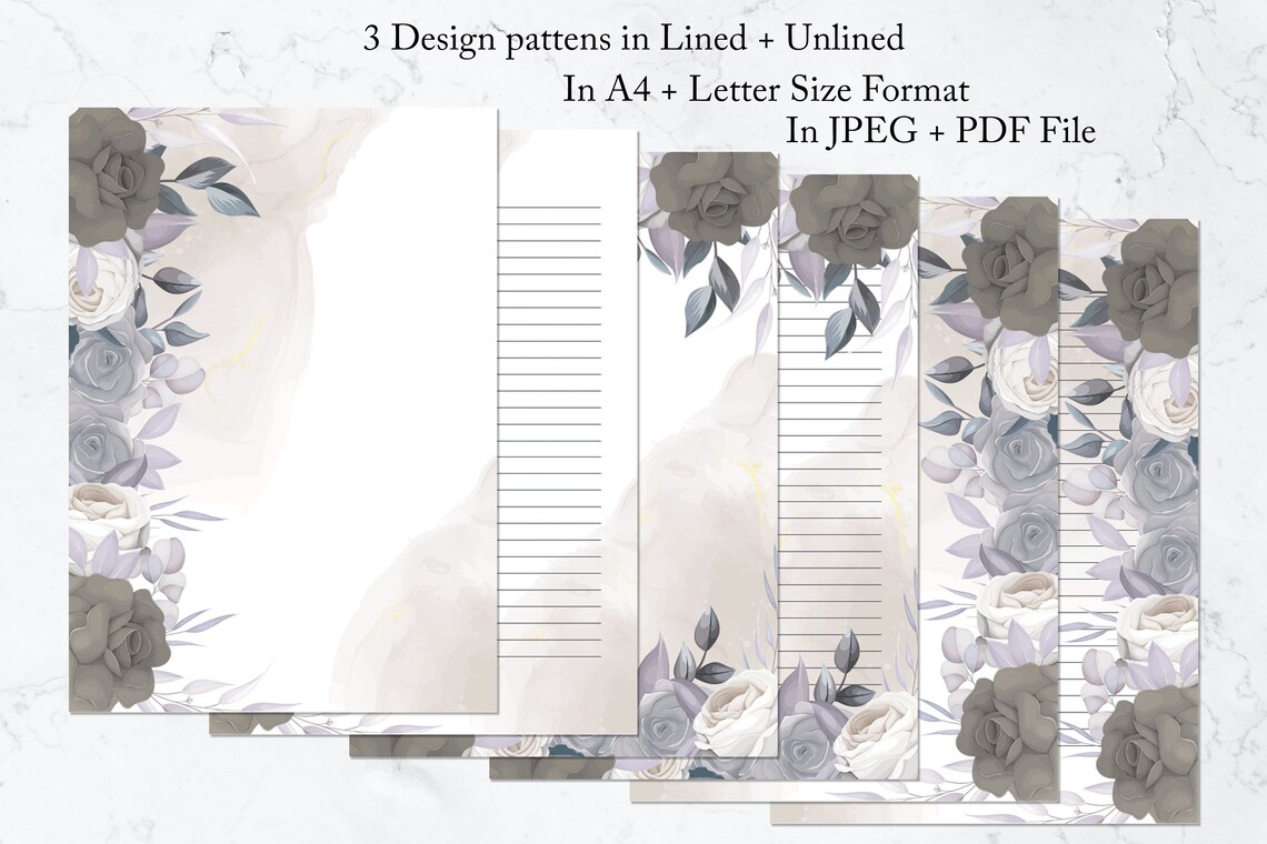 Printable Spring Florals Lined Journal Stationery Set for Kids ...