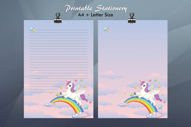 Printable Letter Writing Notepaper Stationery Set for Kids in Rainbow ...