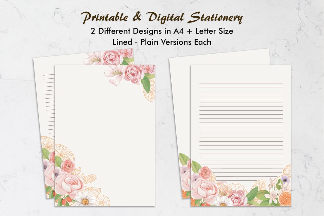 Oranges & Lemons Botanical Printable Letter Writing Paper Stationary ...