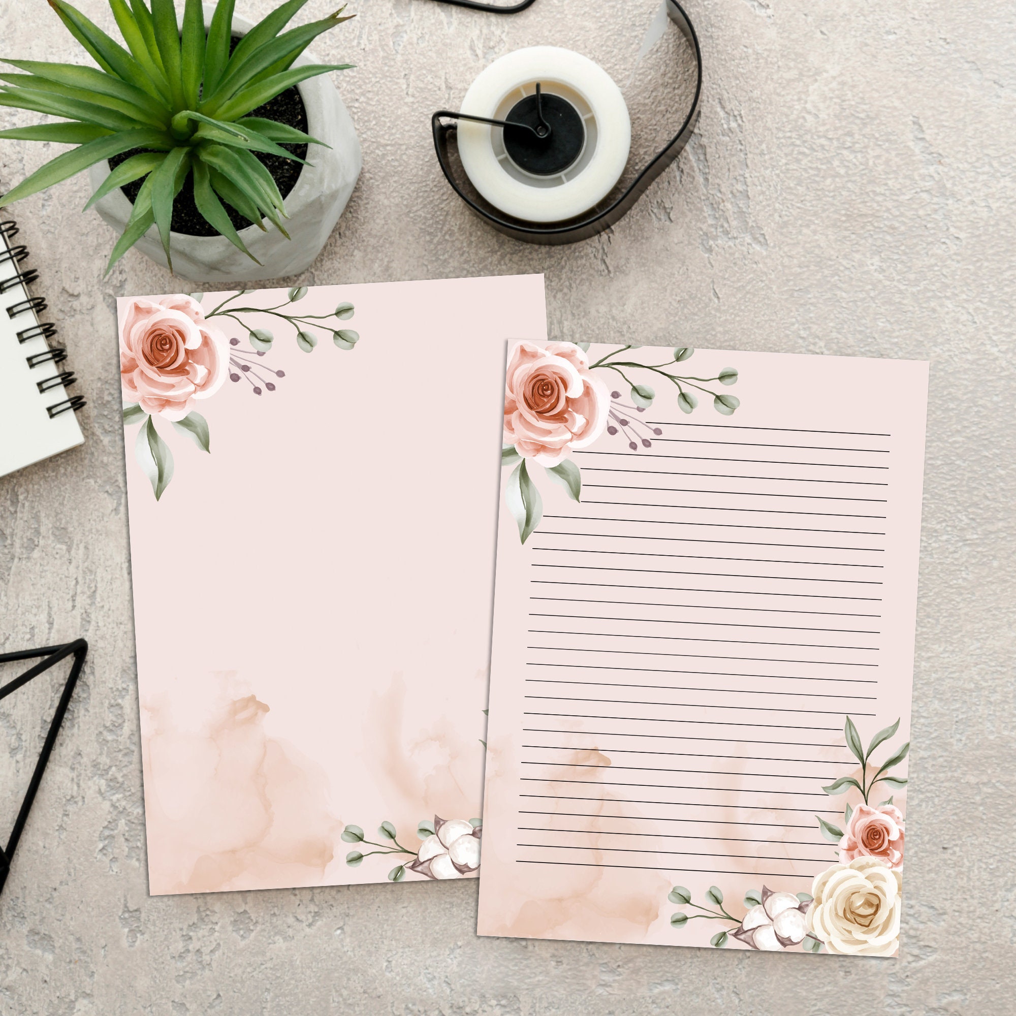 Spring Floral Letter Writing Printable Stationery Paper, Blooms Journal ...
