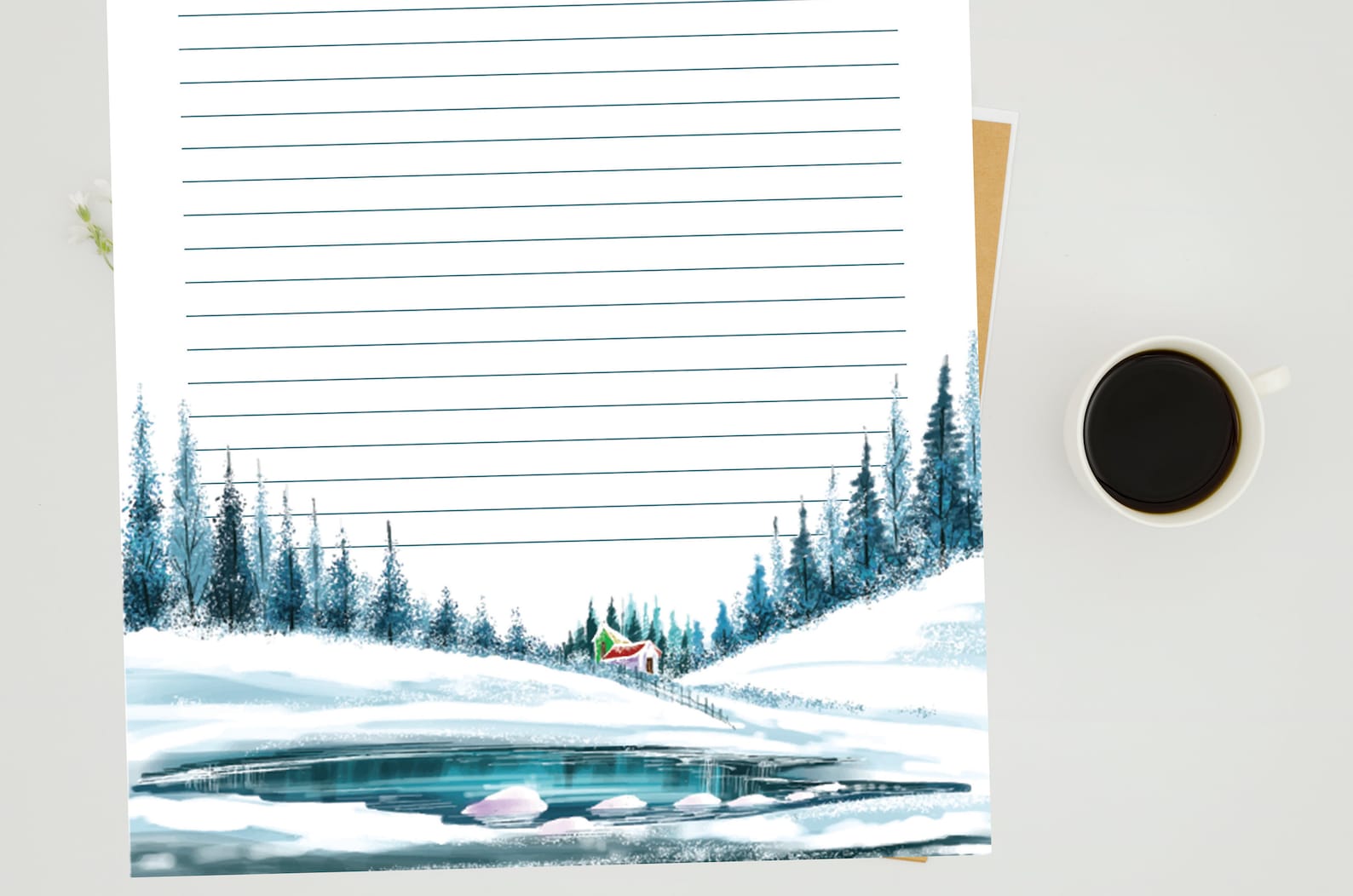 Winter Printable Writing Notepaper Stationery, Digital Letter Paper ...