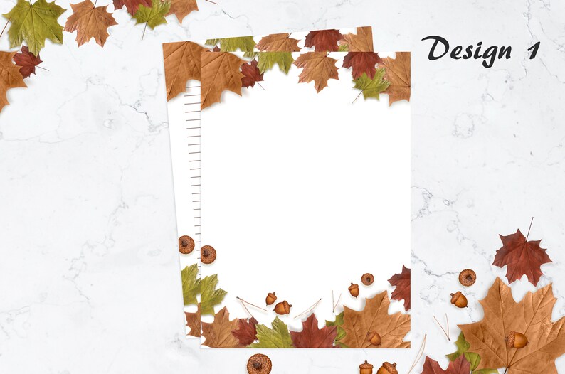 Autumn Leaf Corners Printable Stationery Fall Leaves Letter Paper A4 ...