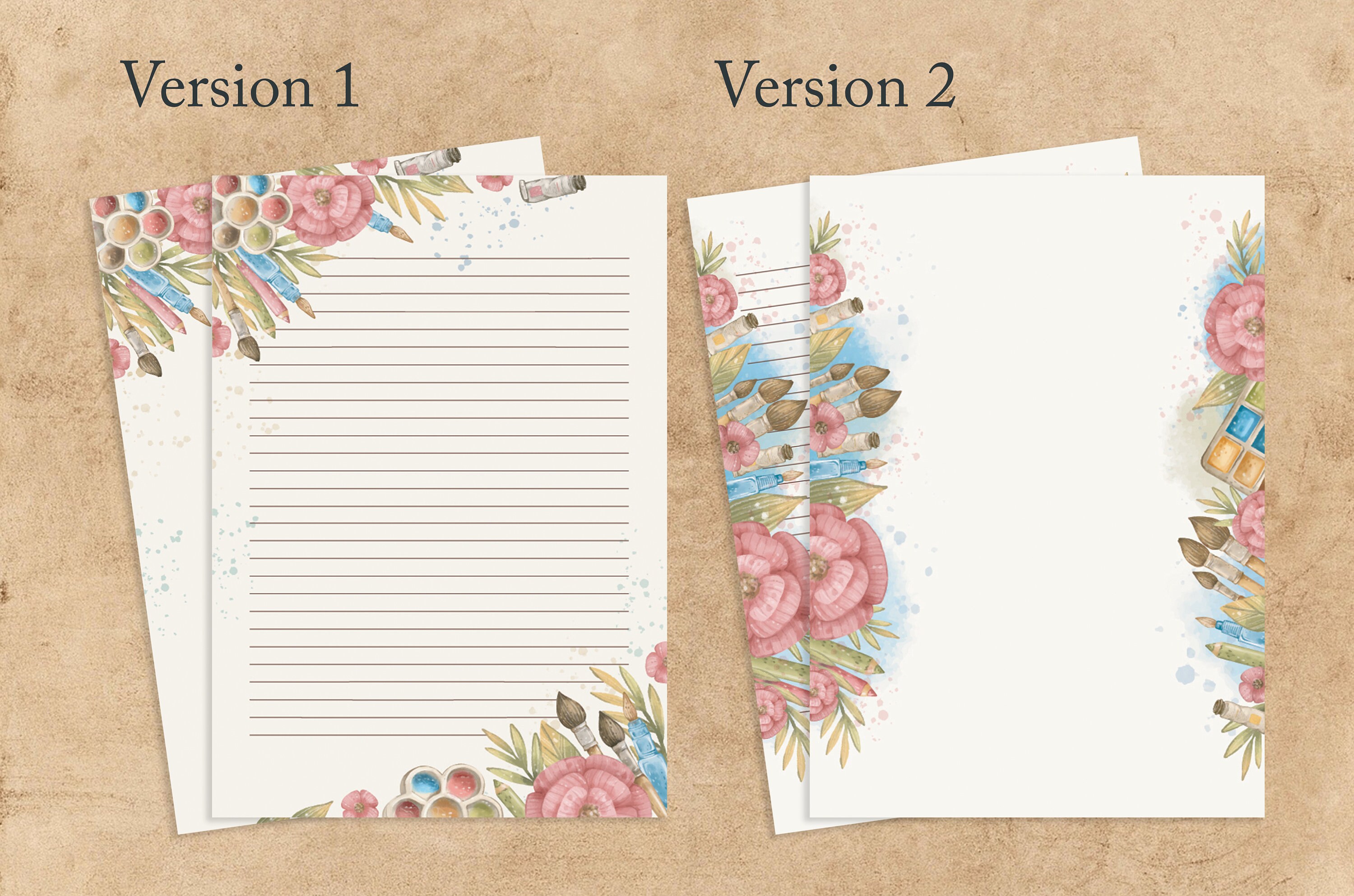 Letter Writing Paper Stationery Bundle Set for Kids, Floral Paper ...