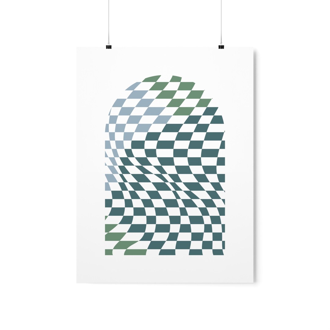 Wavy Checkered Wall Art | Abstract Wall Art | Arched Simple Print ...