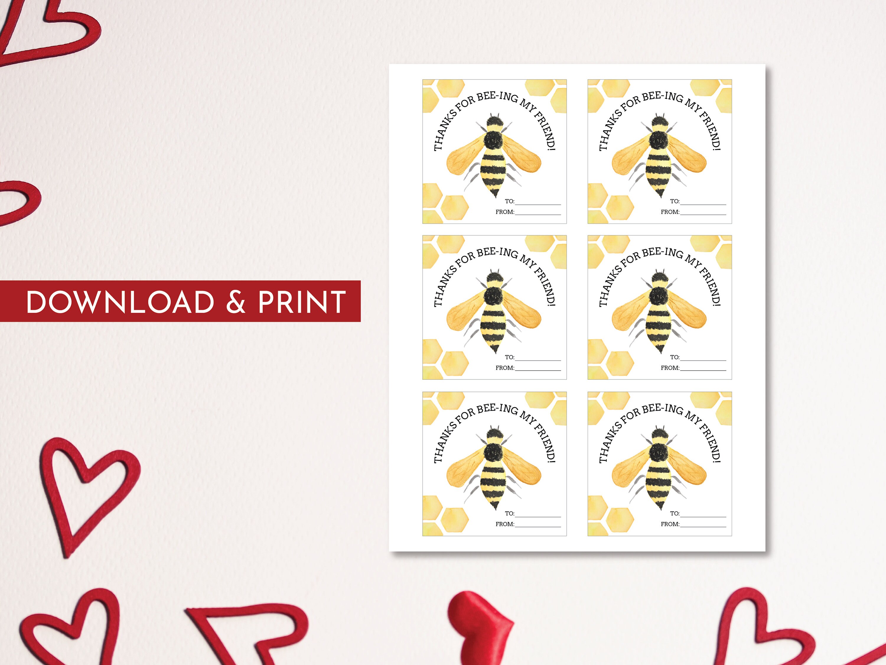 Printable Valentine Card | Bee Theme | Kid's Valentines | Thanks for ...