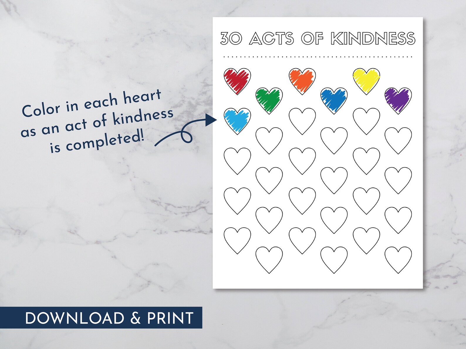 Acts of Kindness Log Printable | Kindness Tracker | Download & Print - Etsy