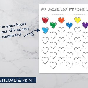 Acts of Kindness Log Printable | Kindness Tracker | Download & Print - Etsy