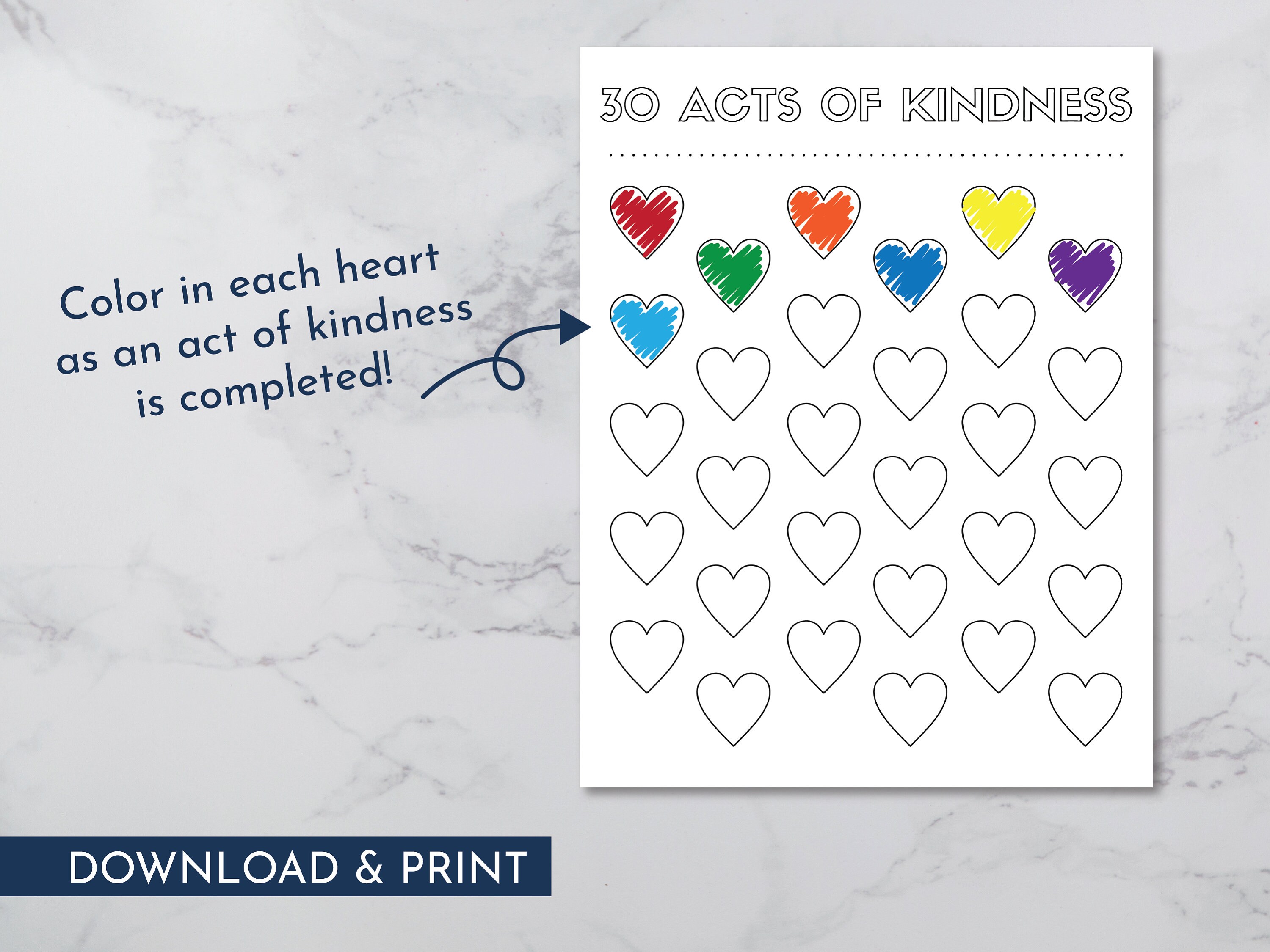 Acts of Kindness Log Printable | Kindness Tracker | Download & Print - Etsy