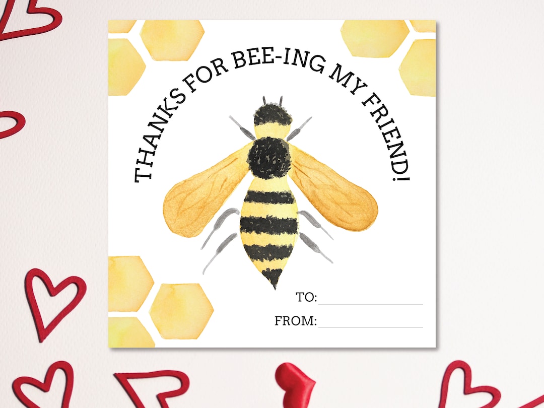 Printable Valentine Card | Bee Theme | Kid's Valentines | Thanks for ...
