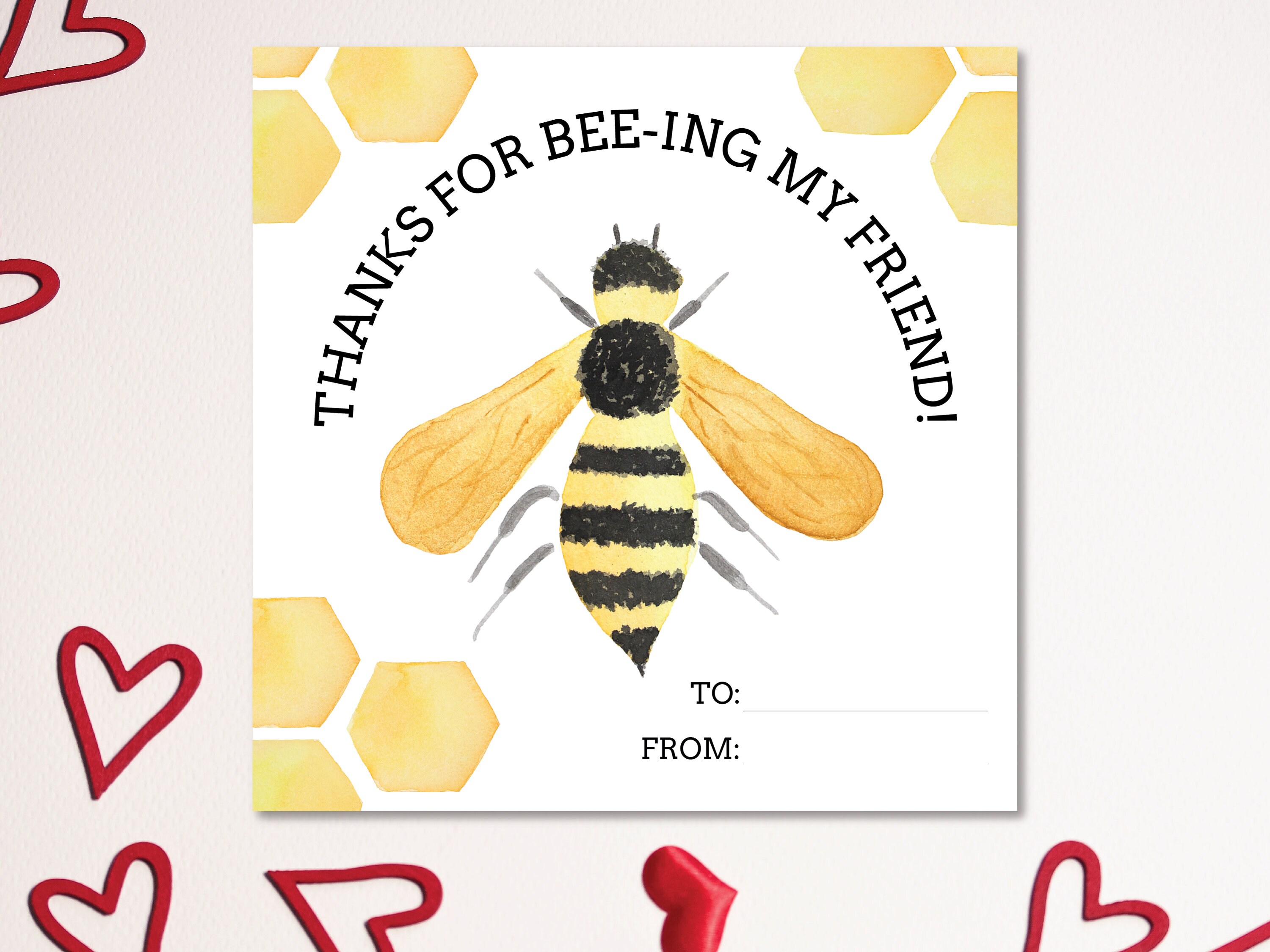 Printable Valentine Card | Bee Theme | Kid's Valentines | Thanks for ...