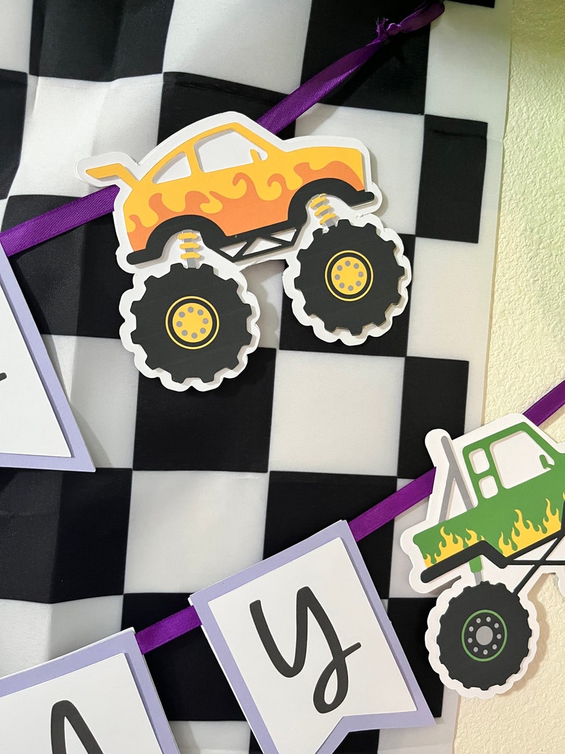 Happy Birthday Banner Monster Jam Birthday Party Sign Monster Truck ...
