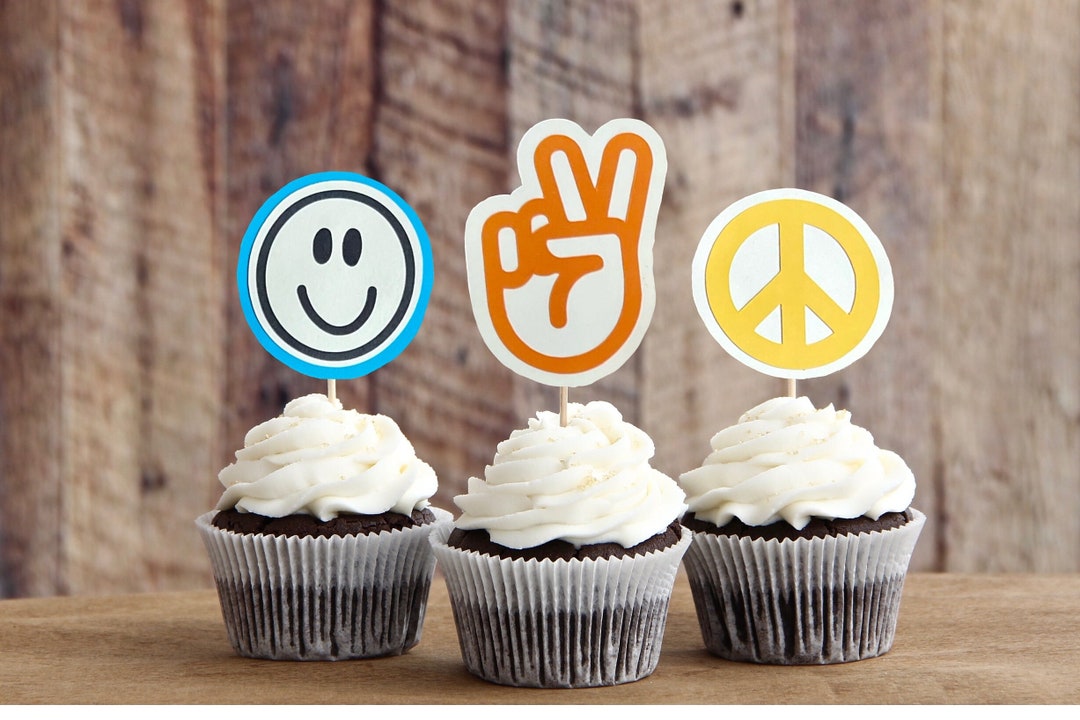 Groovy Cupcake Toppers Retro Birthday Party Cupcake Topper 60s Birthday ...