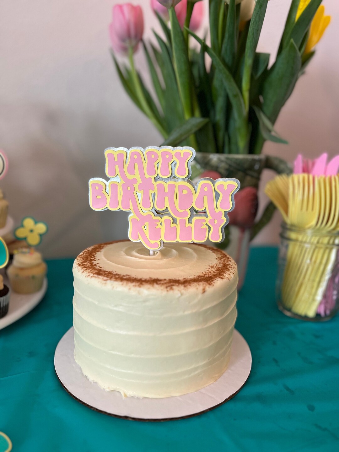 Groovy Birthday Party Cake Topper Retro Birthday Cake 60s Birthday Cake ...