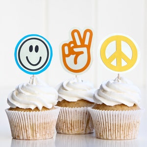 Groovy Cupcake Toppers Retro Birthday Party Cupcake Topper 60s Birthday ...