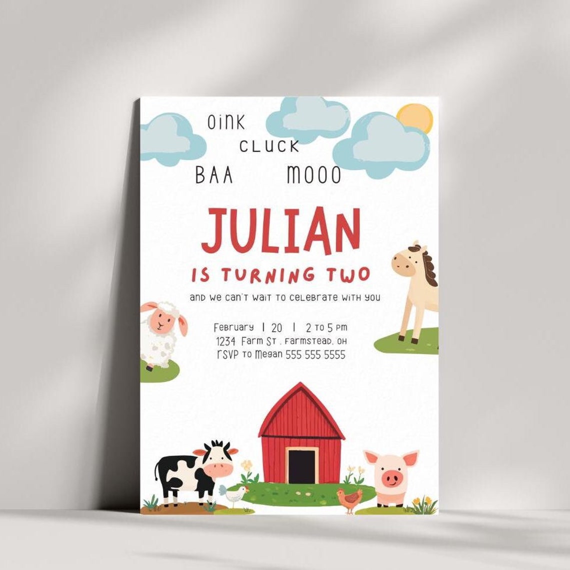 Farm Birthday Invitation Template, Farm Animals Invitation INSTANT ...