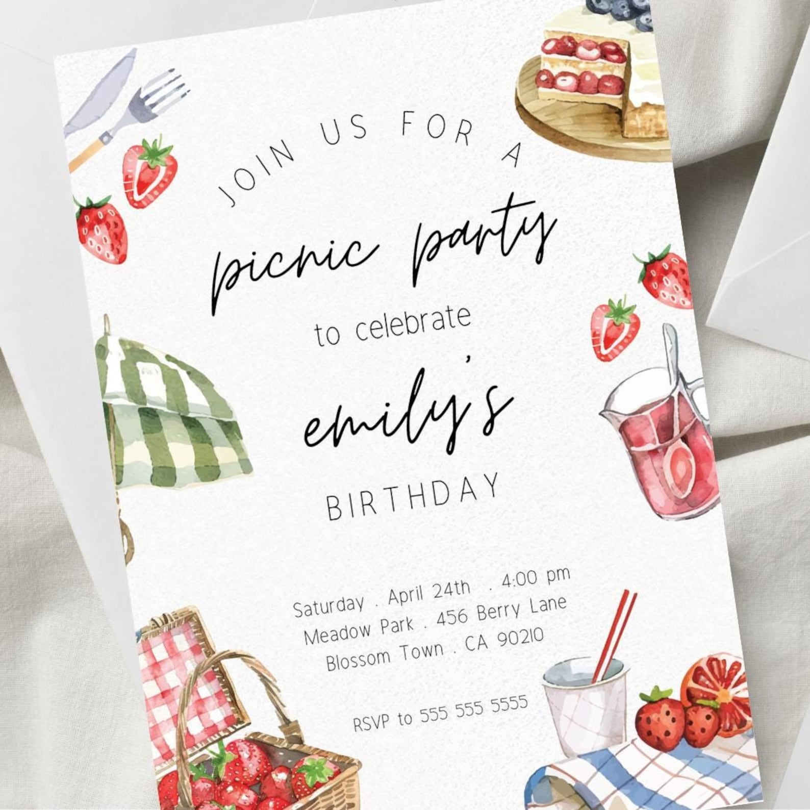 Picnic Birthday Invitation INSTANT DOWNLOAD, Picnic Party Invite ...